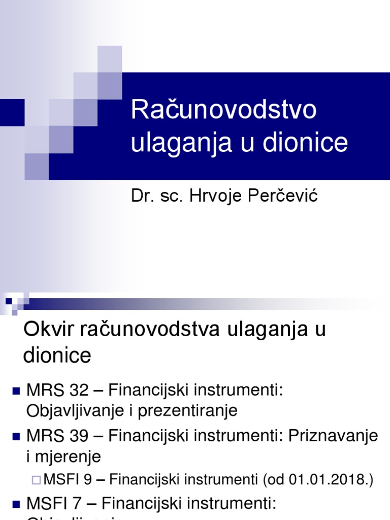 Racunovodstvo Ulaganja U Dionice | PDF