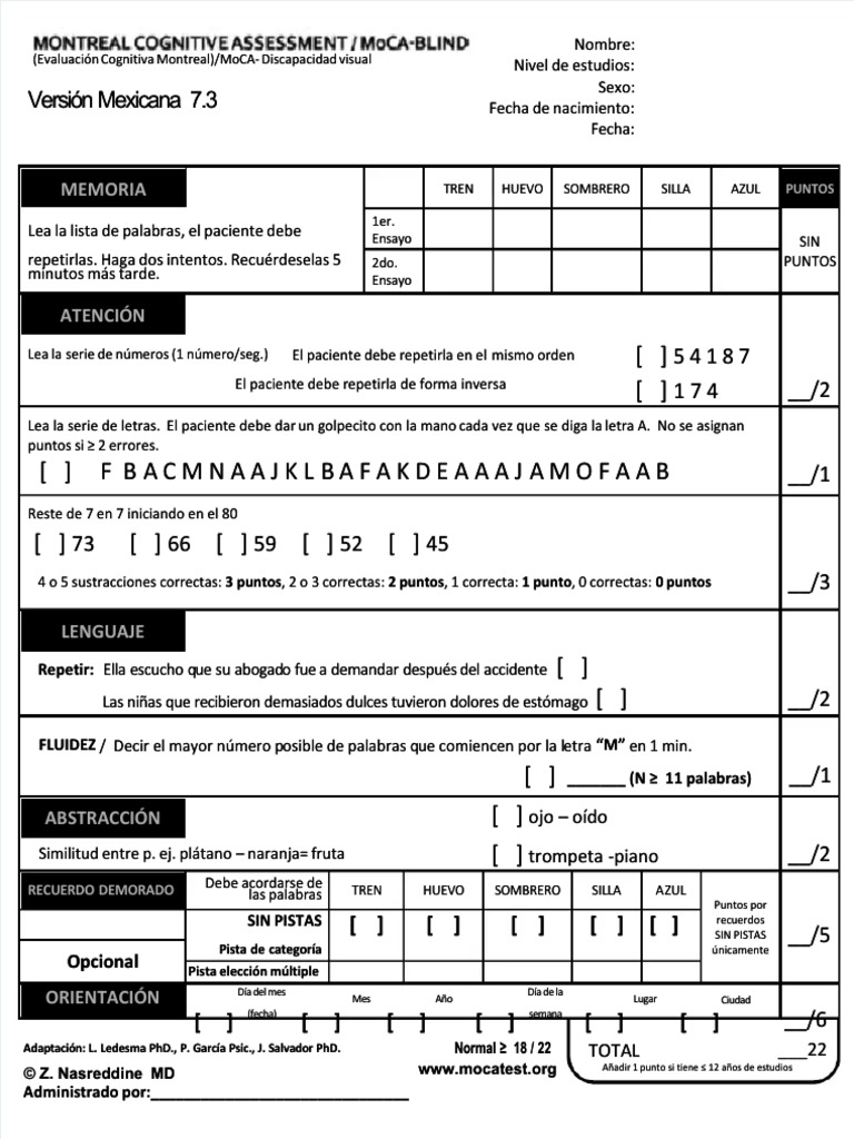 PDF Moca Test Spanish 73blind Compress | PDF | Neurociencia | Ciencia ...