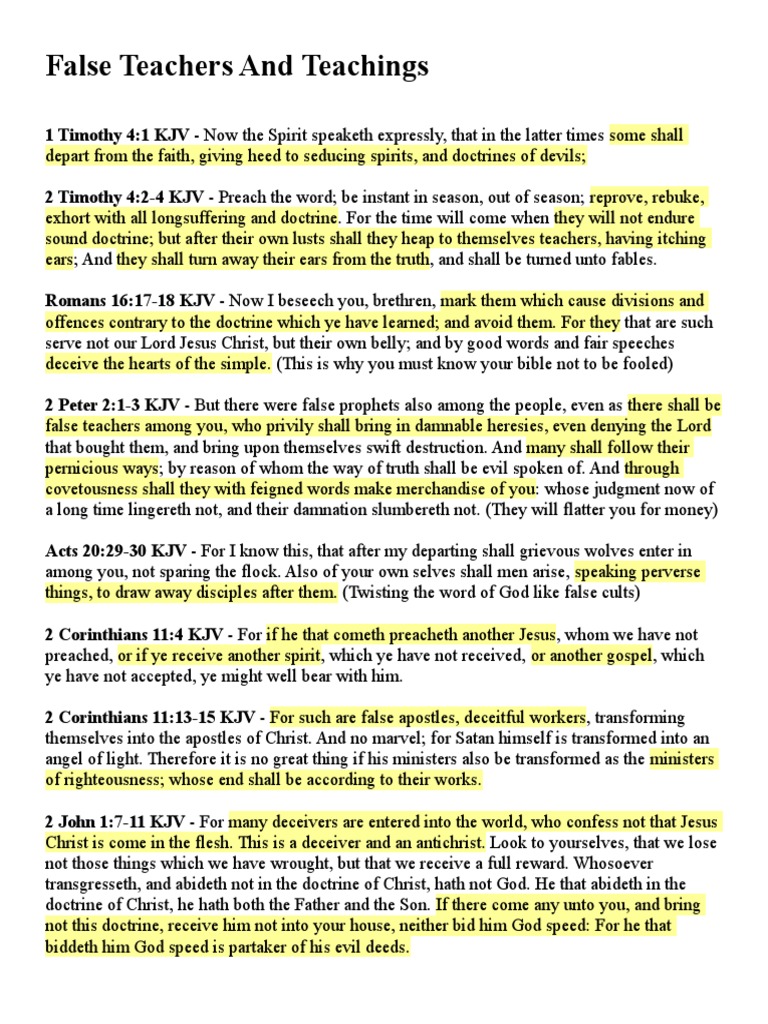 False Teachers and Teachings | PDF | Systematic Theology | Theology