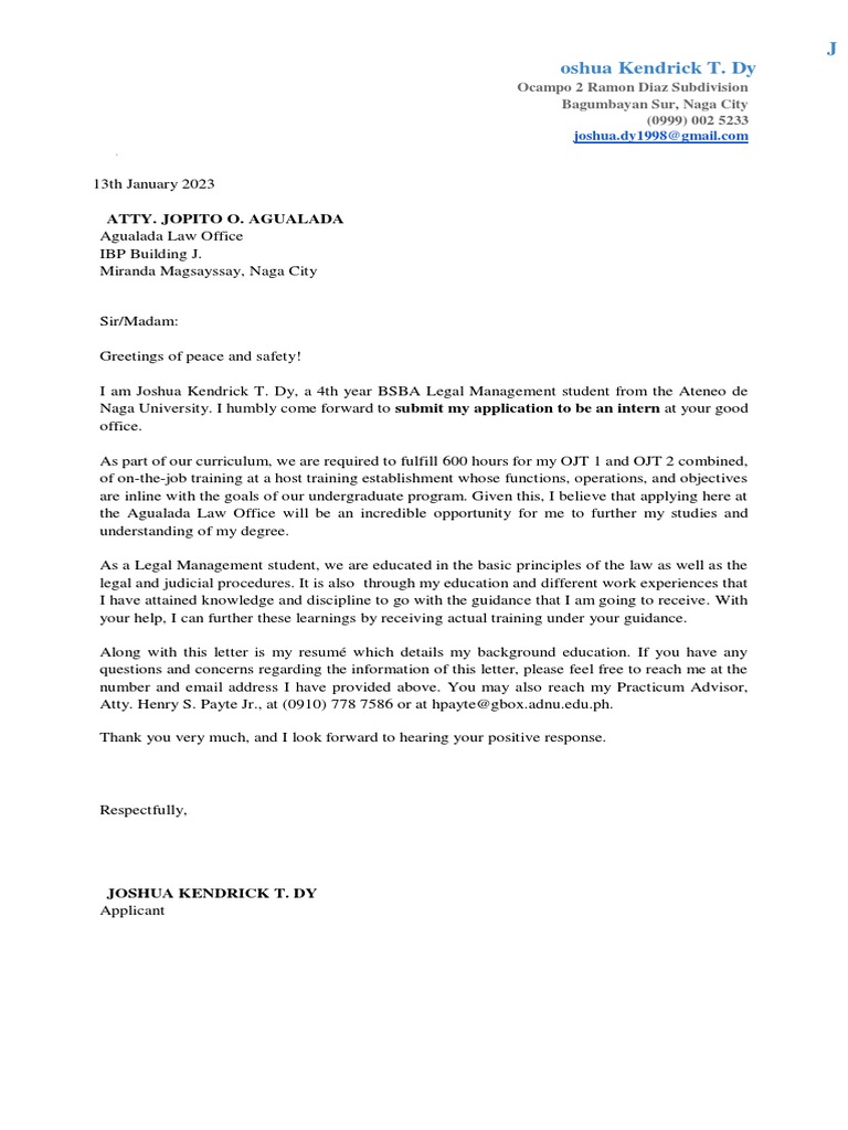 Application Letter 1 | PDF