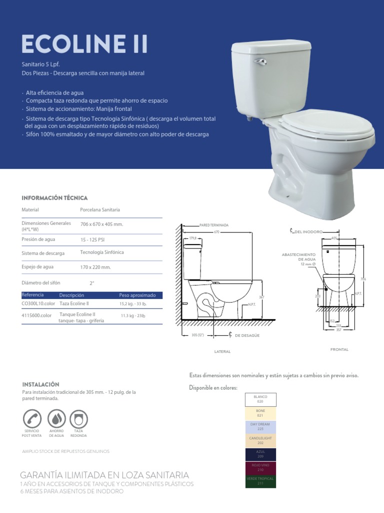 Ecoline II: Descripción técnica de un sanitario de alta eficiencia con sistema de descarga ...