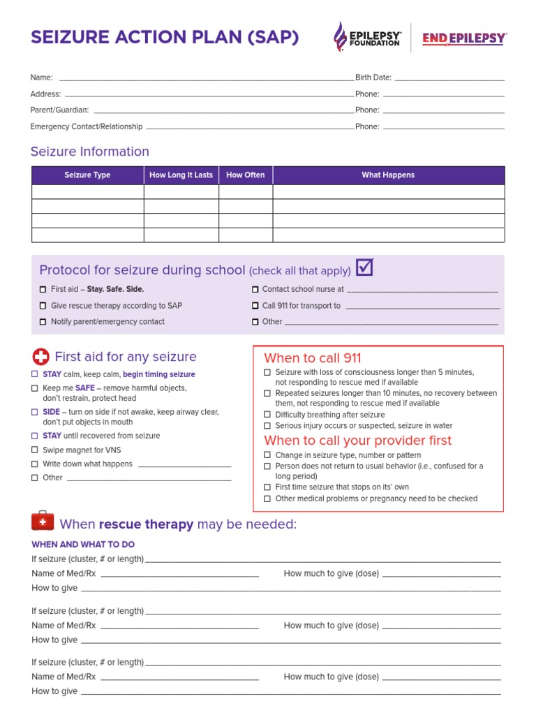SCHOOL Seizure Action Plan | PDF