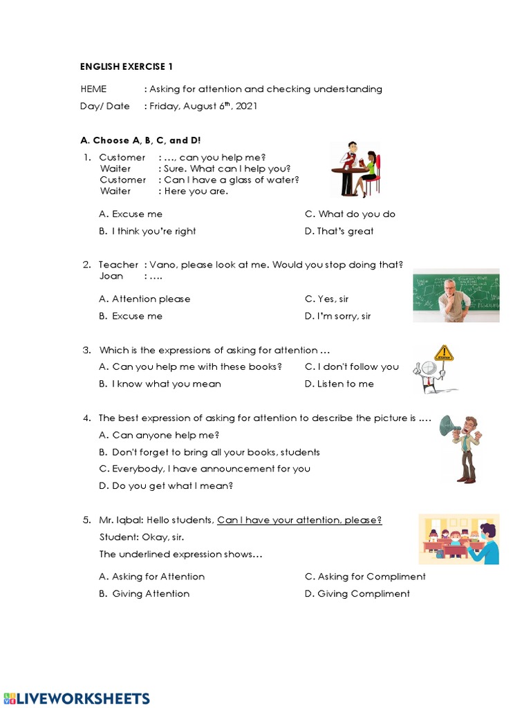 Asking For Attention and Checking Understanding | PDF