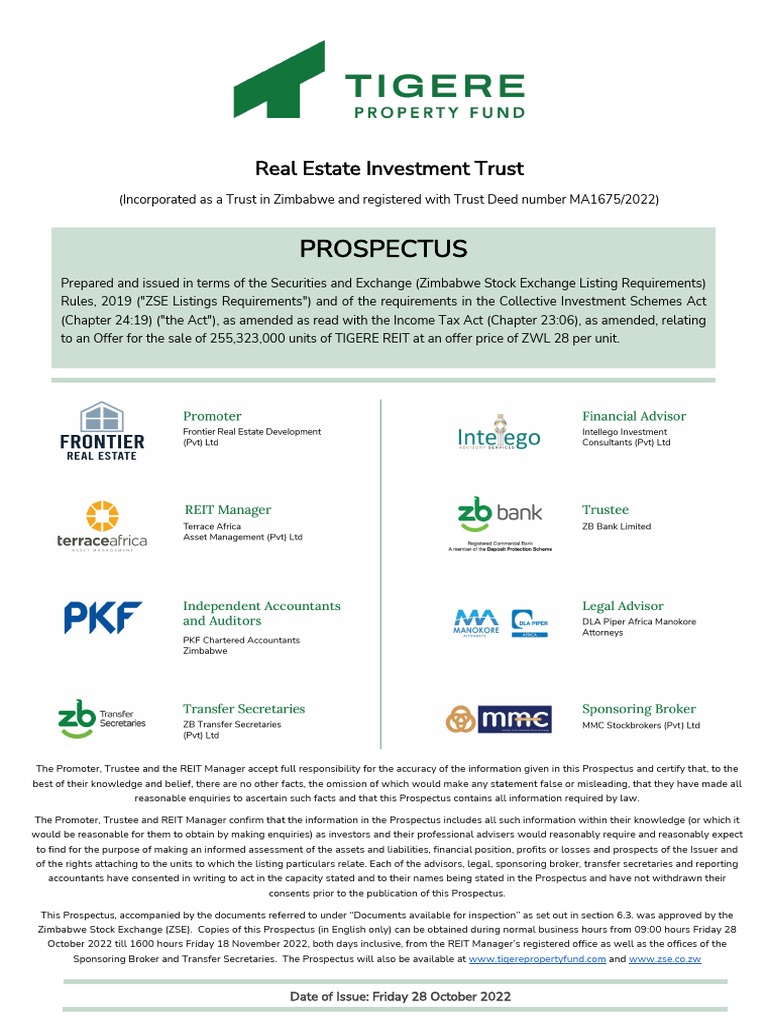 Tigere Prospectus Final 27 Oct 1700 | PDF | Real Estate Investment ...
