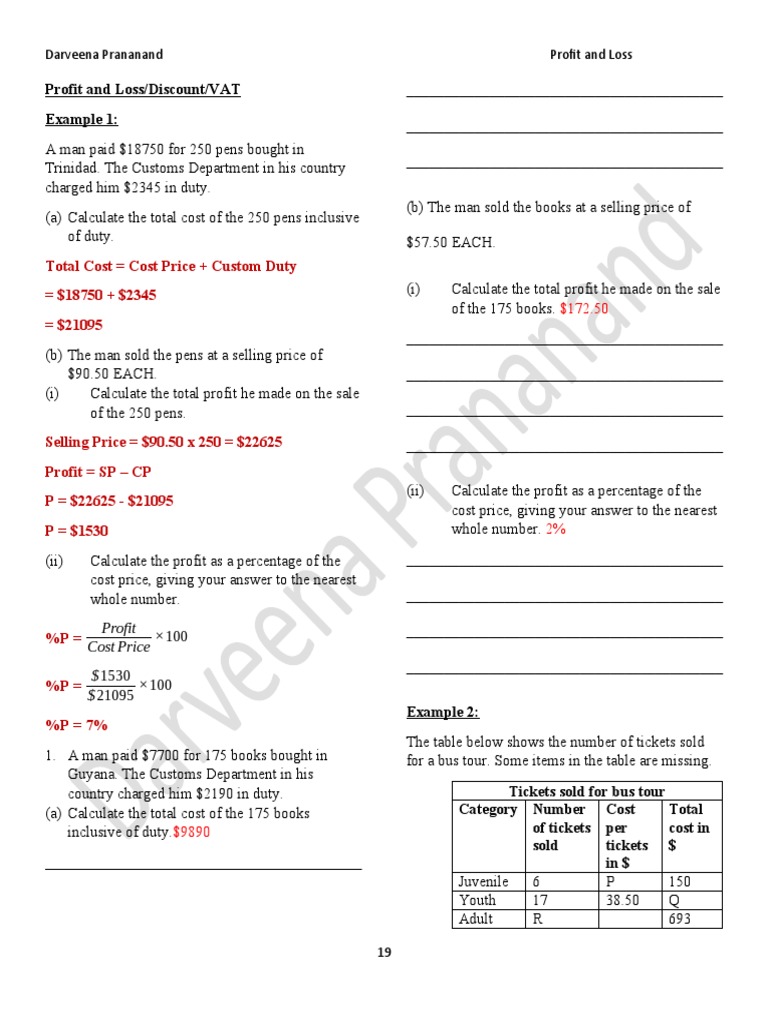 Profit and Loss C | PDF | Prices | Profit (Economics)
