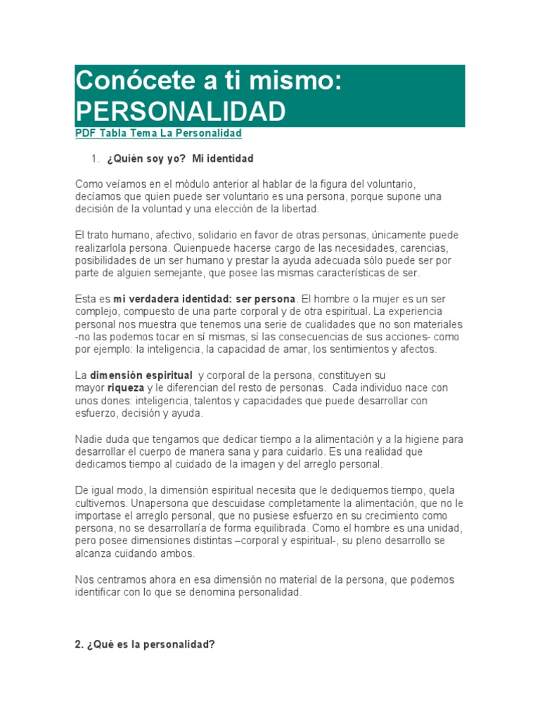 Conocete A Ti Mismo. | PDF | Temperamento | Desarrollo humano