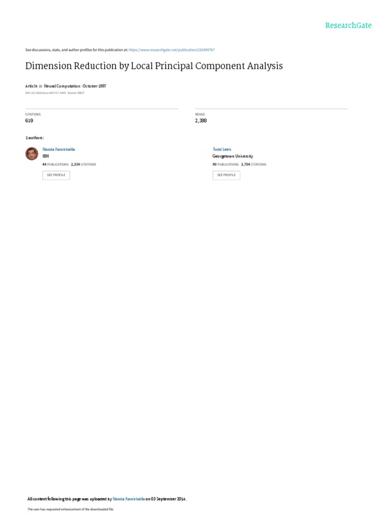 Dimension Reduction by Local Principal Component A | PDF | Principal Component Analysis ...
