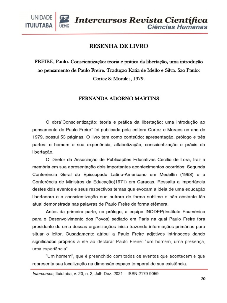 Paulo Freire - Consciência Teoria e Prática | PDF | Alfabetização ...