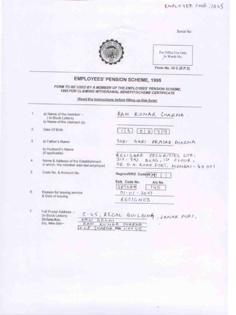 Form 10C Sample