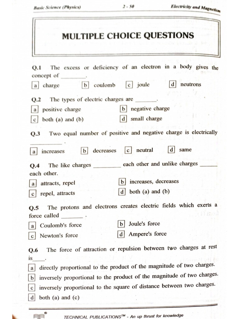 Phy MCQ Ch2 Part1 Technical | PDF