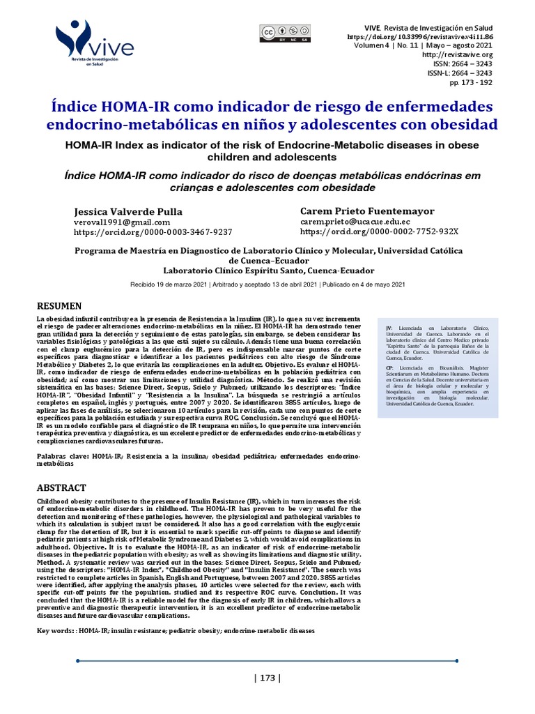 Indice HOMA | PDF | Obesidad | Índice de masa corporal