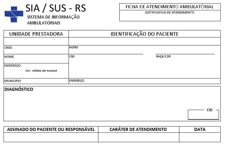 Ficha de Atendimento Ambulatorial Sia Sus | PDF