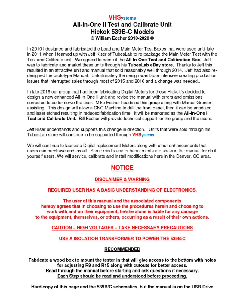 VHS Test and Calibrate 539B C | PDF | Vacuum Tube | Resistor