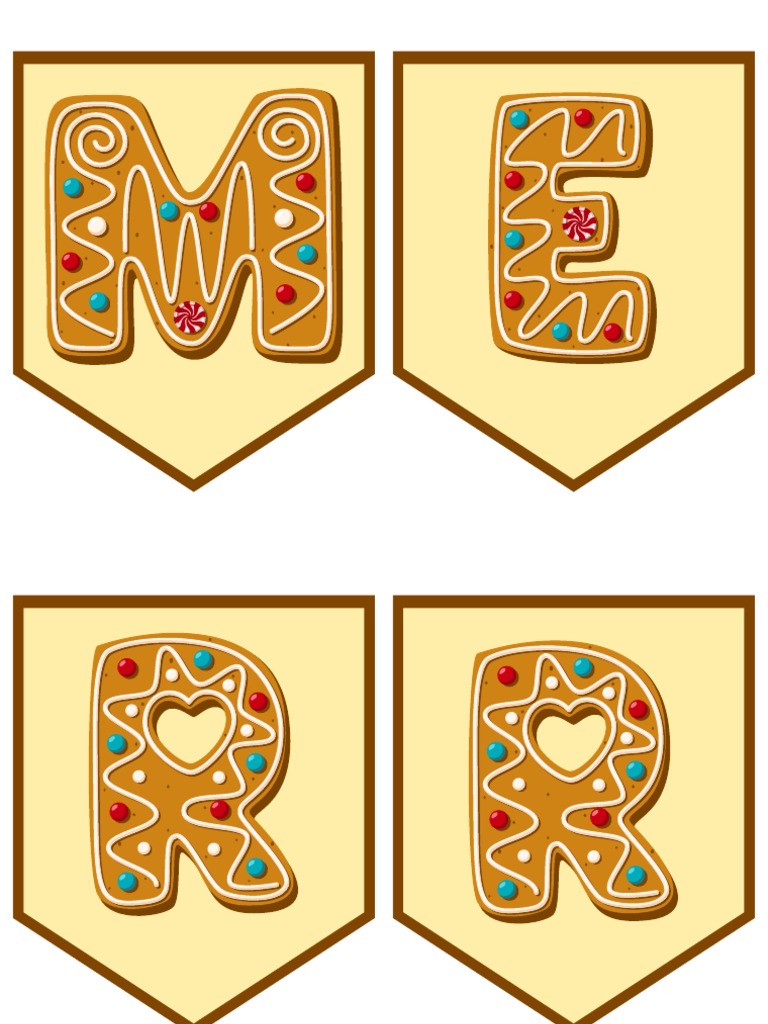 Merry Christmas Gingerbread Lettering Bunting | PDF