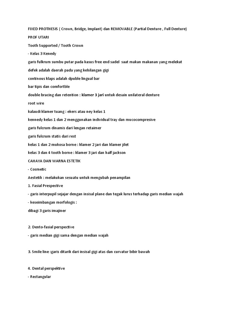 Catetan Prostho Denture | PDF
