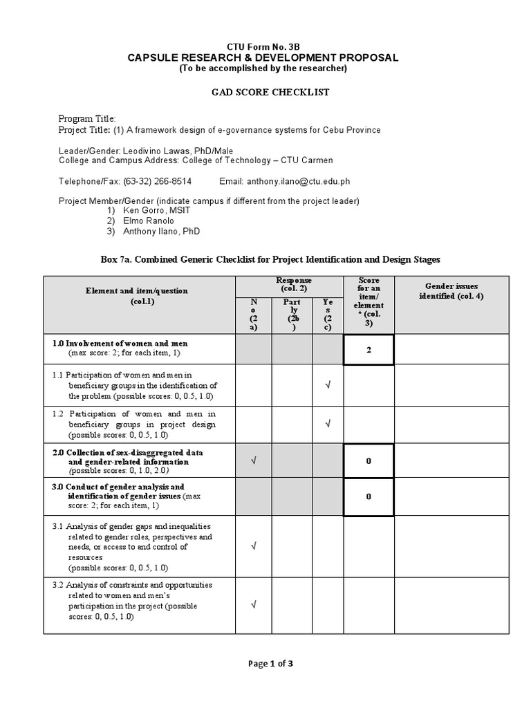 GAD Score Assessment for E-Governance Project | PDF | Economies