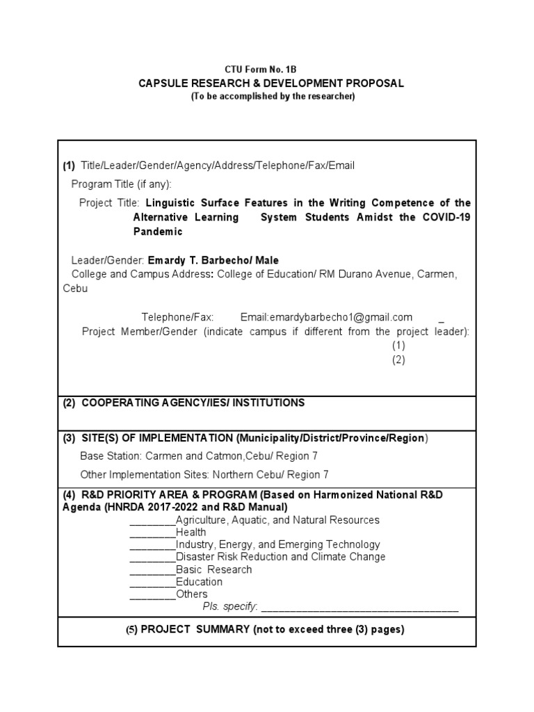 Emardy CTU Form 1B | PDF