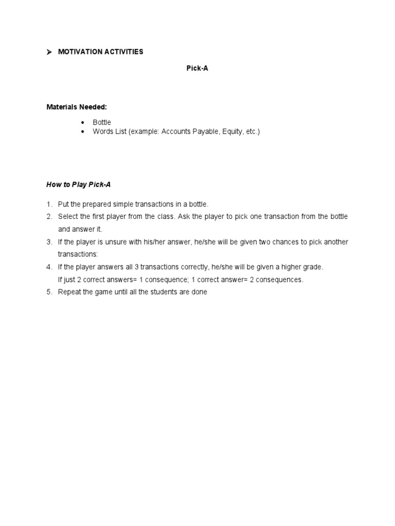 Motivation Activity | PDF
