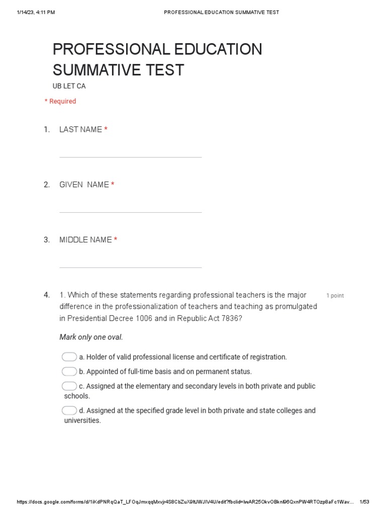 Prof Ed Summative Exam Pdfca Ub | PDF | Teaching Method | Learning
