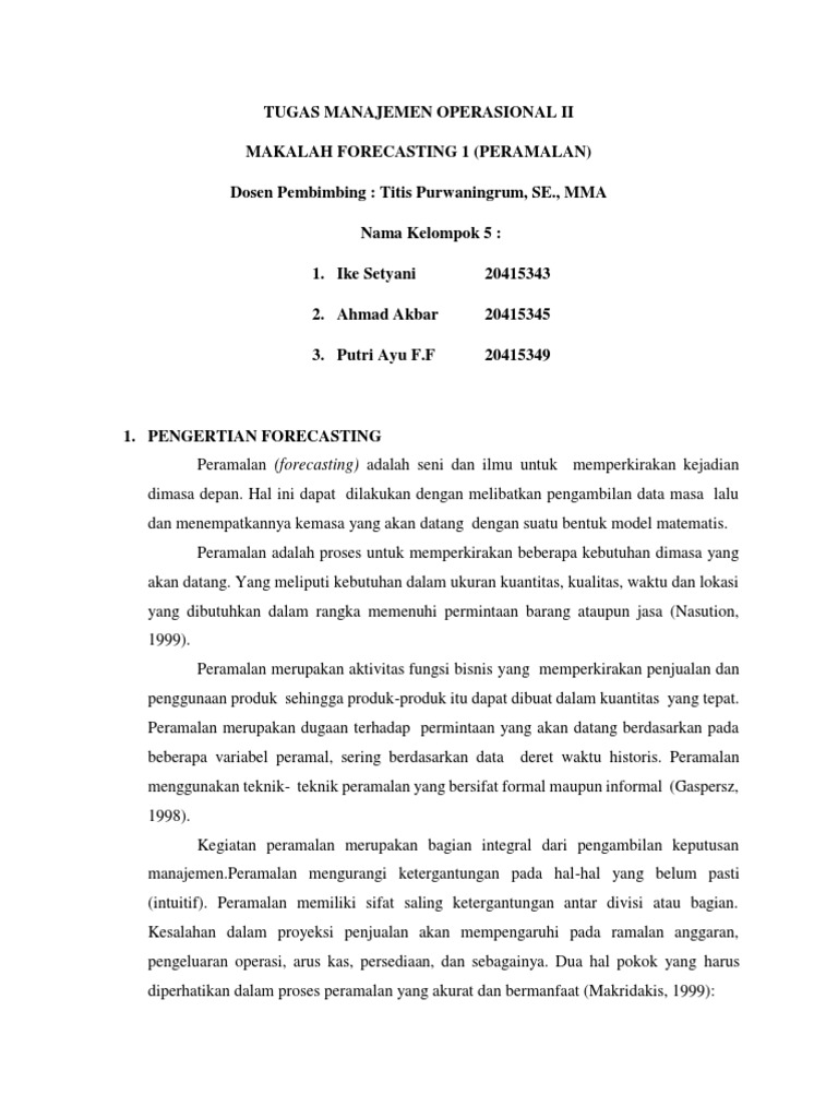 Tugas Manajemen Operasional II | PDF
