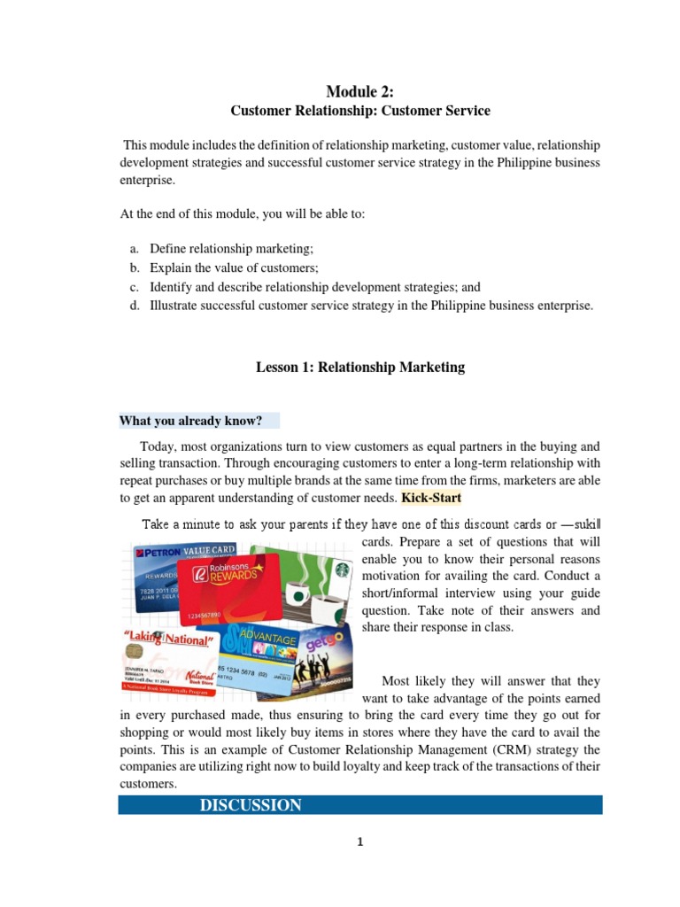 Business Marketing Module 2 | PDF | Marketing | Customer Relationship Management