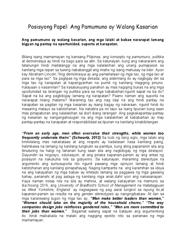 Posisyong Papel - de Vera, Trisha Mae M. | PDF