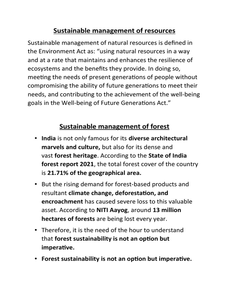 Sustainable Management of Natural Resources | PDF | Sustainability ...