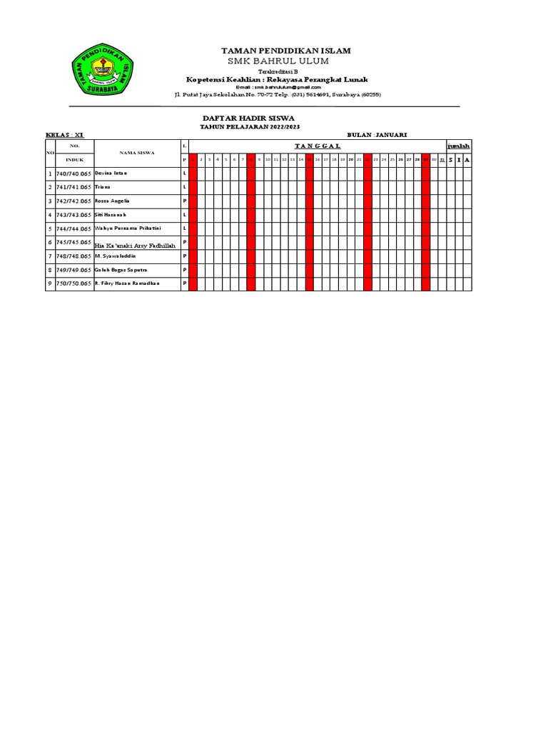 Absen Magang 2023 | PDF
