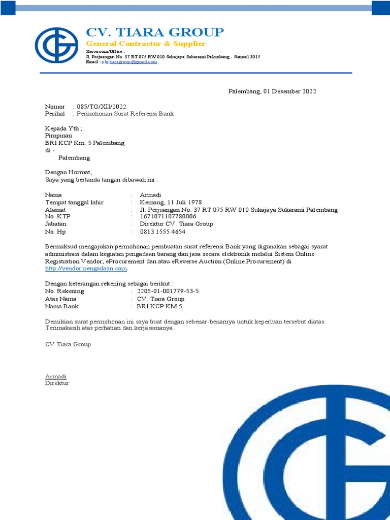 Permohonan Referensi Bank | PDF