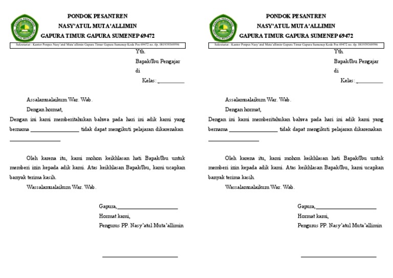 Surat Pondok Pesantren | PDF