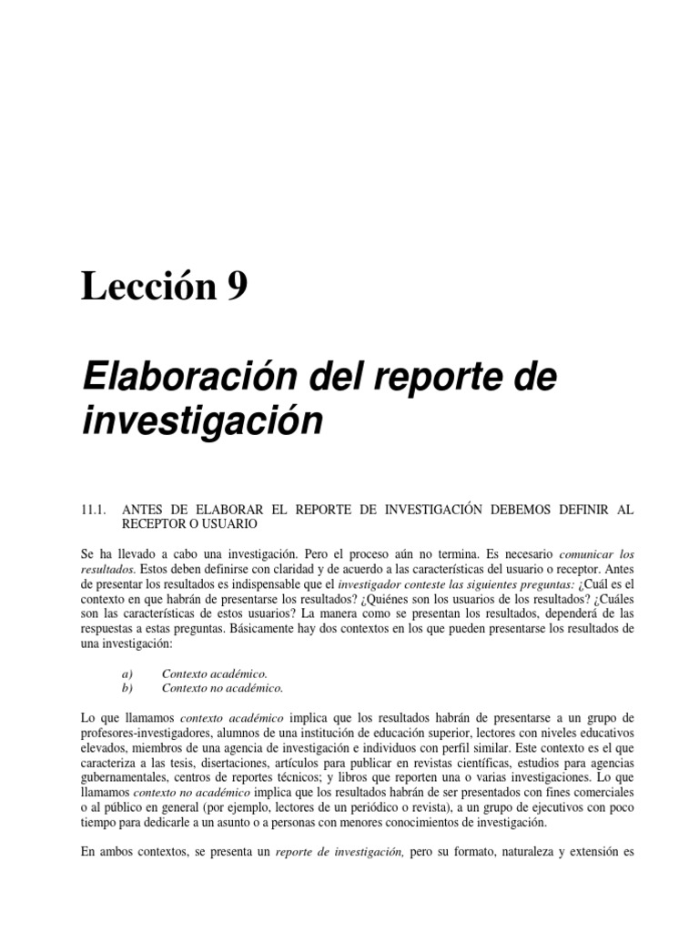 Elementos del Reporte de Investigación | PDF | Experimentar | Estadísticas