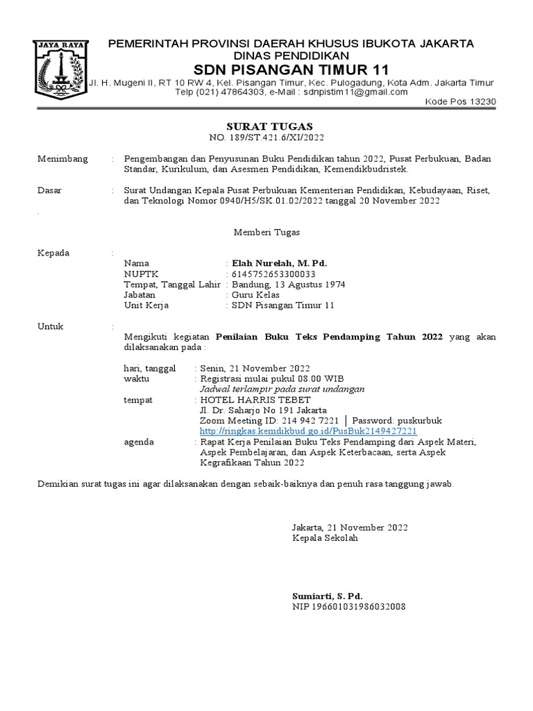 Surat Tugas Elah Nurelah | PDF