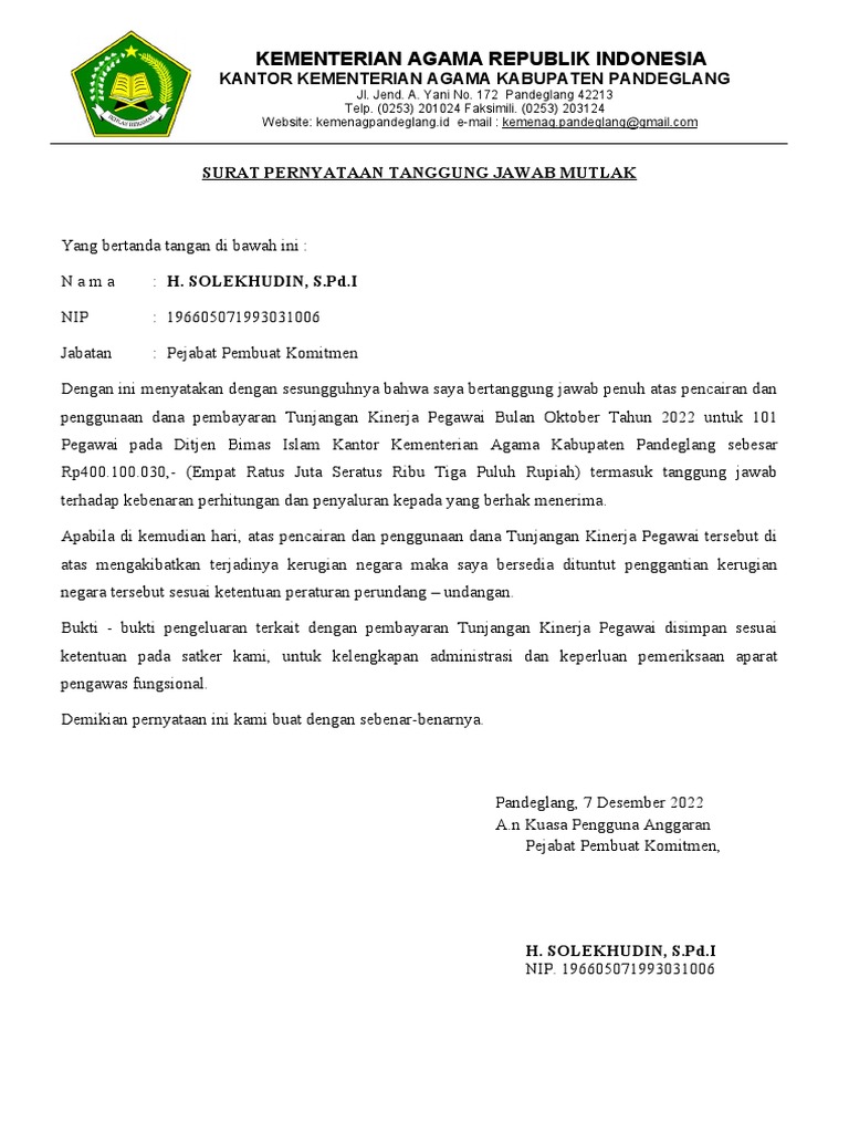 SPTJM Tunkin Bimas PPK | PDF