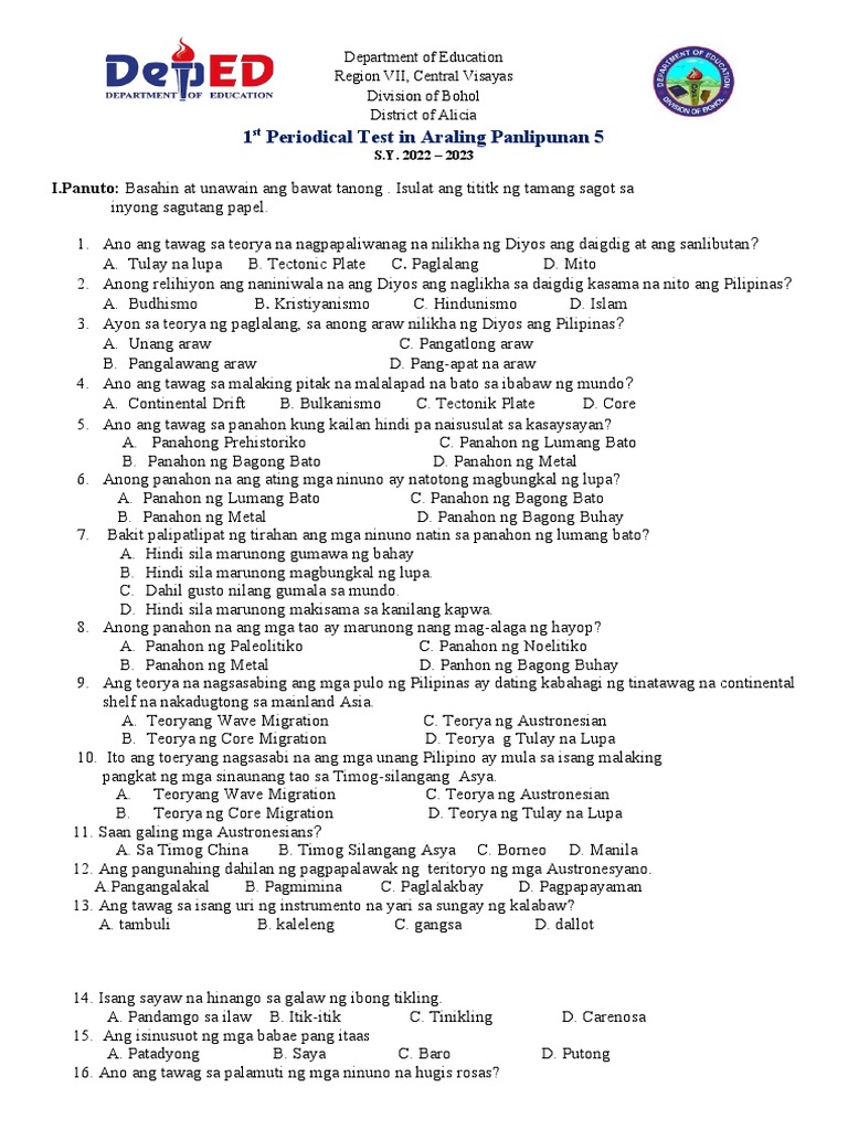 St Periodical Test In Ap Pdf