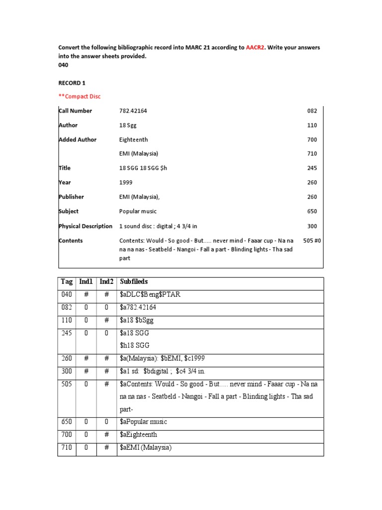 Nur Nadhirah Week 11 Exercise Full Record Revision Aacr | PDF | Computing