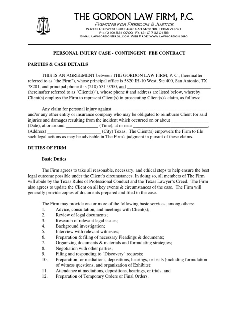 Personal Injury Contract 2 Fill in by Hand | PDF | Costs In English Law ...