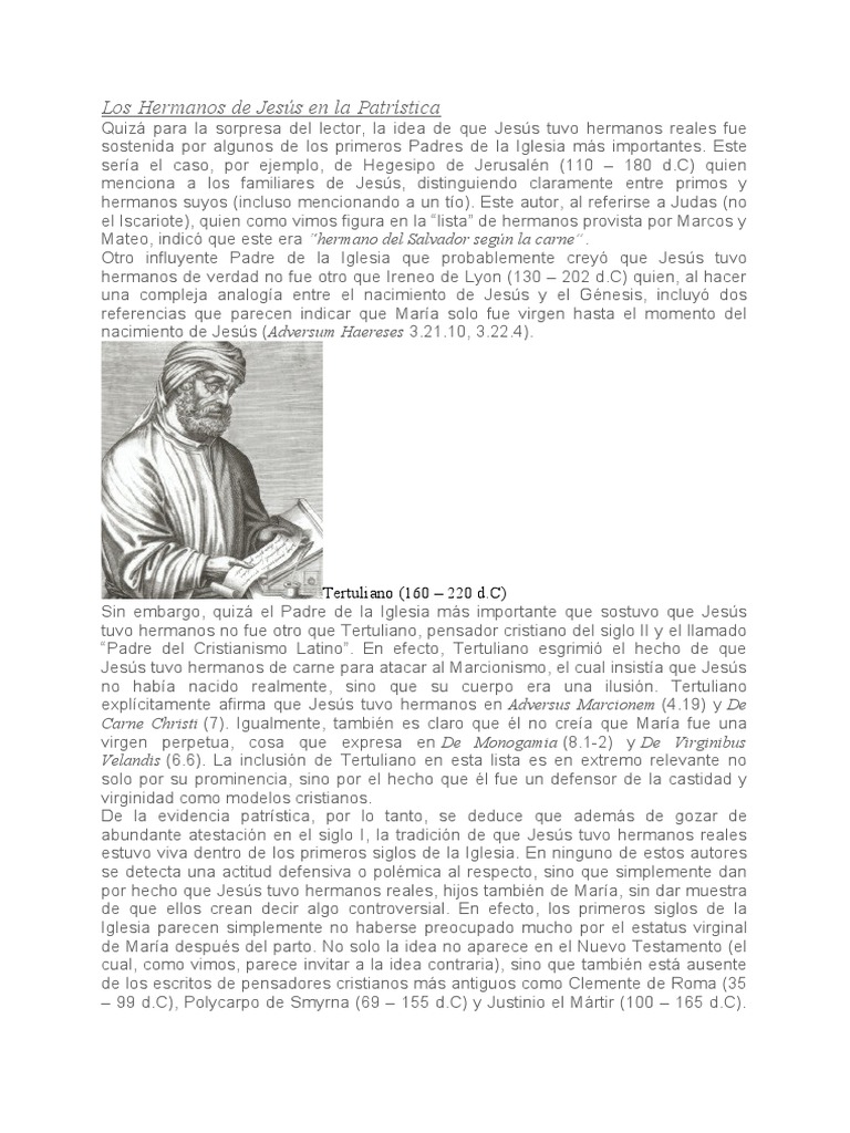 Los Hermanos de Jesús en La Patrística | PDF | María, madre de Jesús ...