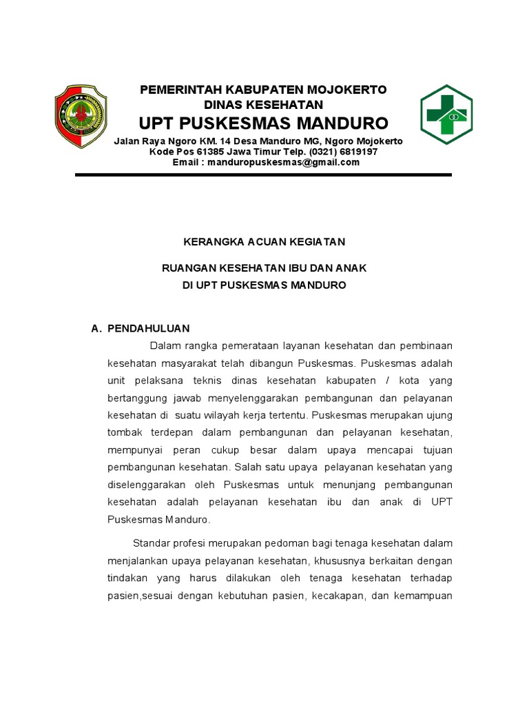 Pelayanan Kesehatan Ibu dan Anak Puskesmas Manduro | PDF