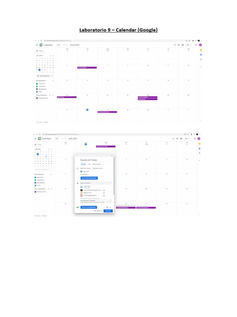 Introducción a Google Calendar y Eventos | PDF