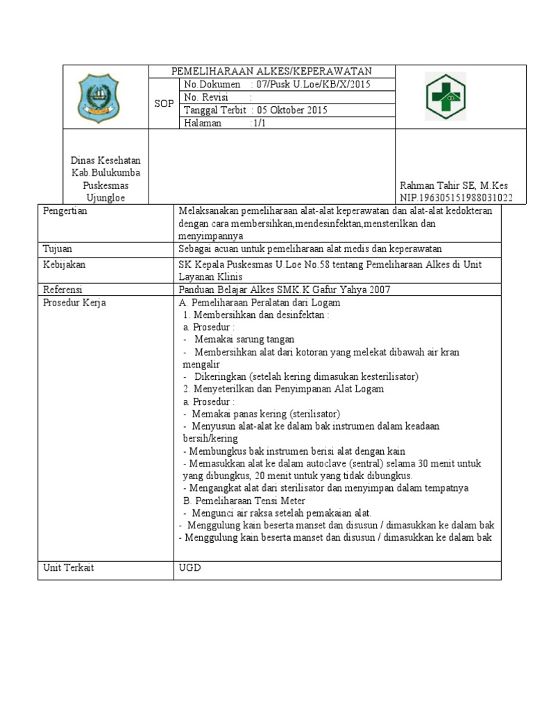 Pemeliharaan Alkes | PDF