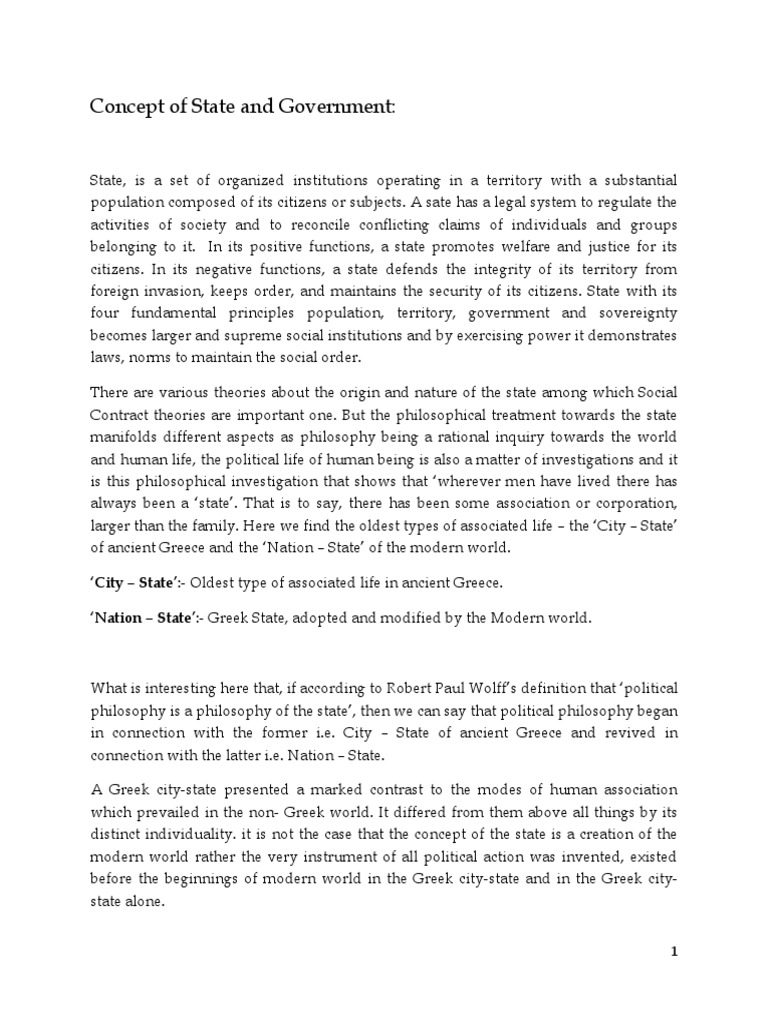 Concept of State and Government | PDF | State (Polity) | Sovereign State