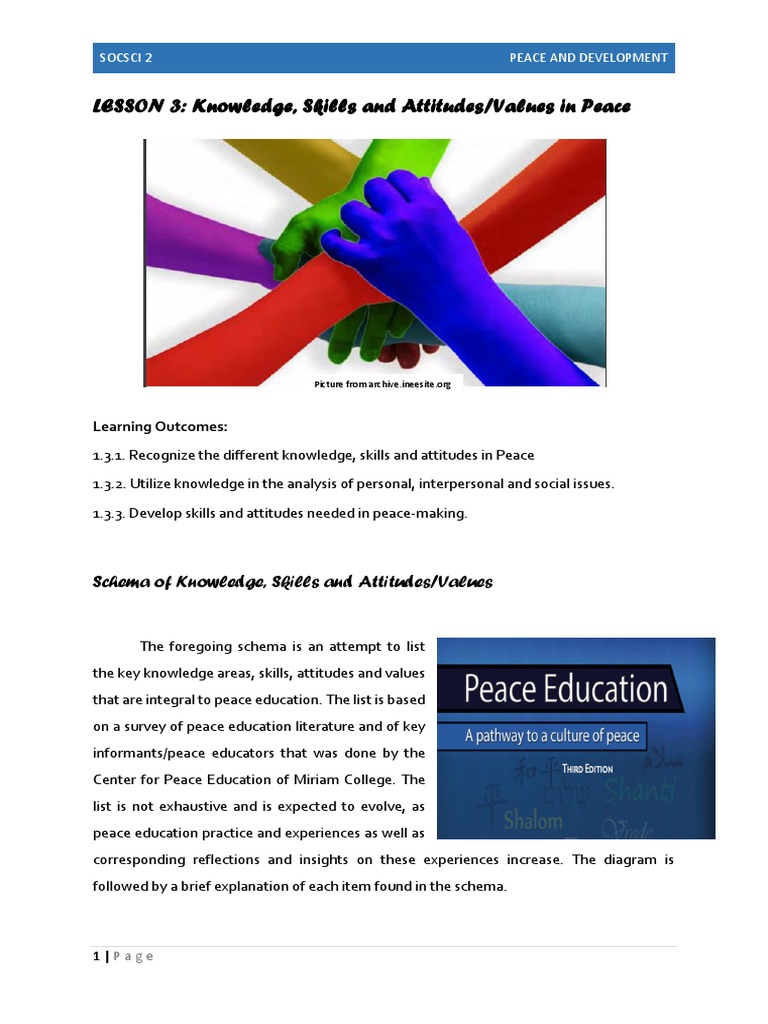 Chapter 1 - Lesson 3 | PDF | Conflict Resolution | Peace