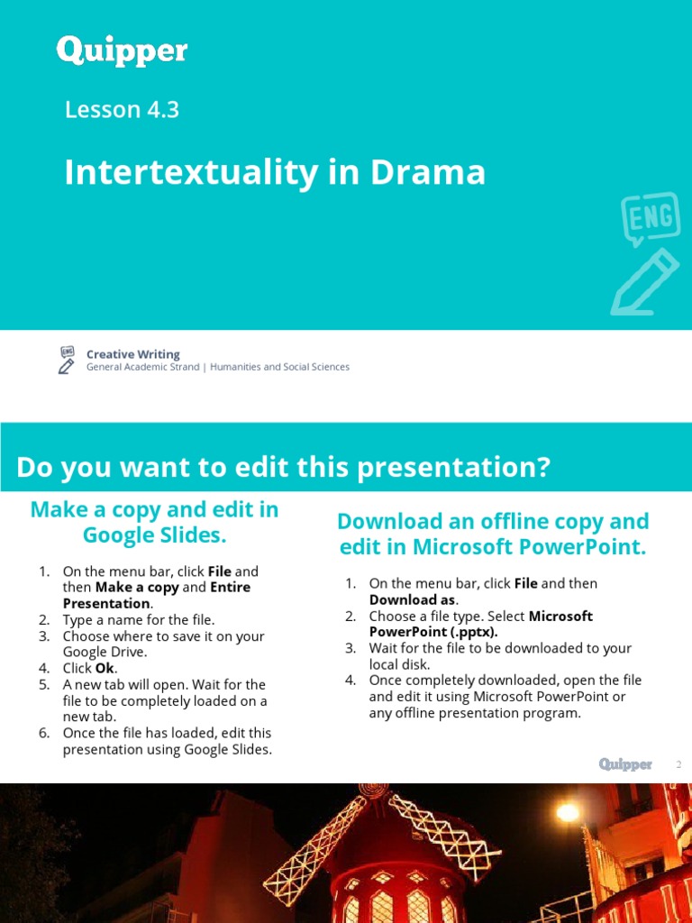 CRW11 - 12 Q2 0403M - PS - Intertextuality in Drama | PDF ...