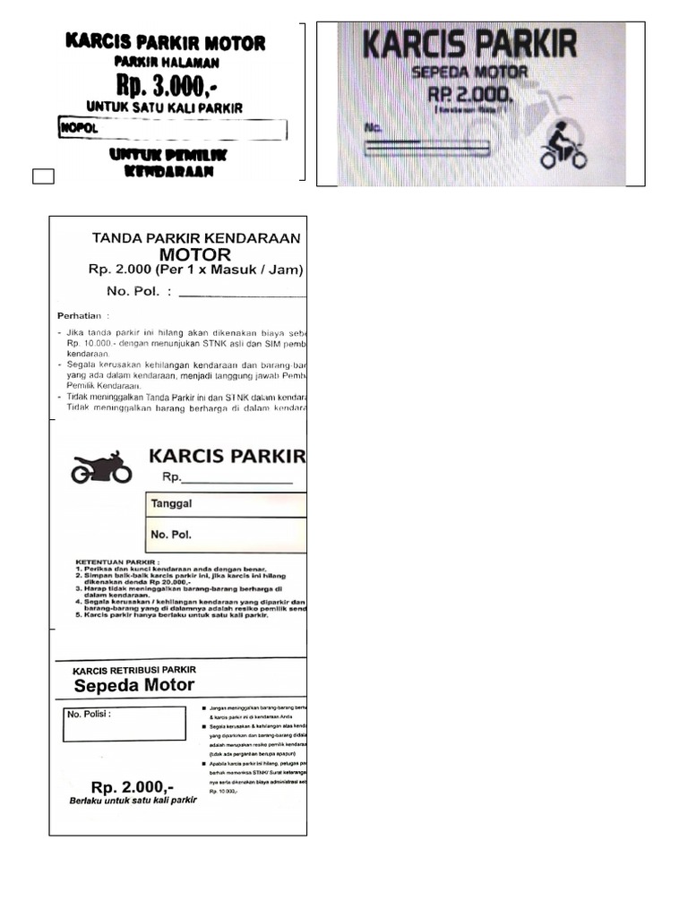 Karcis Parkir Motor | PDF