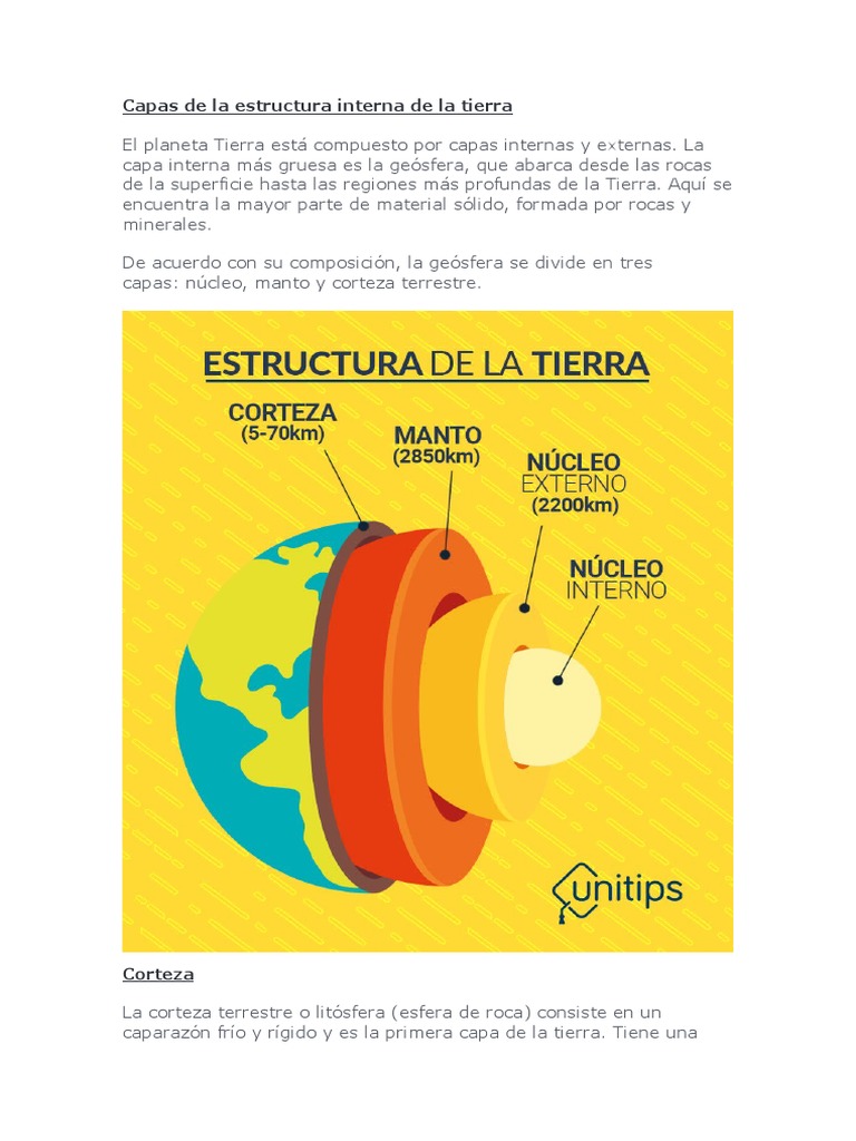 Estructura interna de la Tierra | PDF | Tierra | Minerales