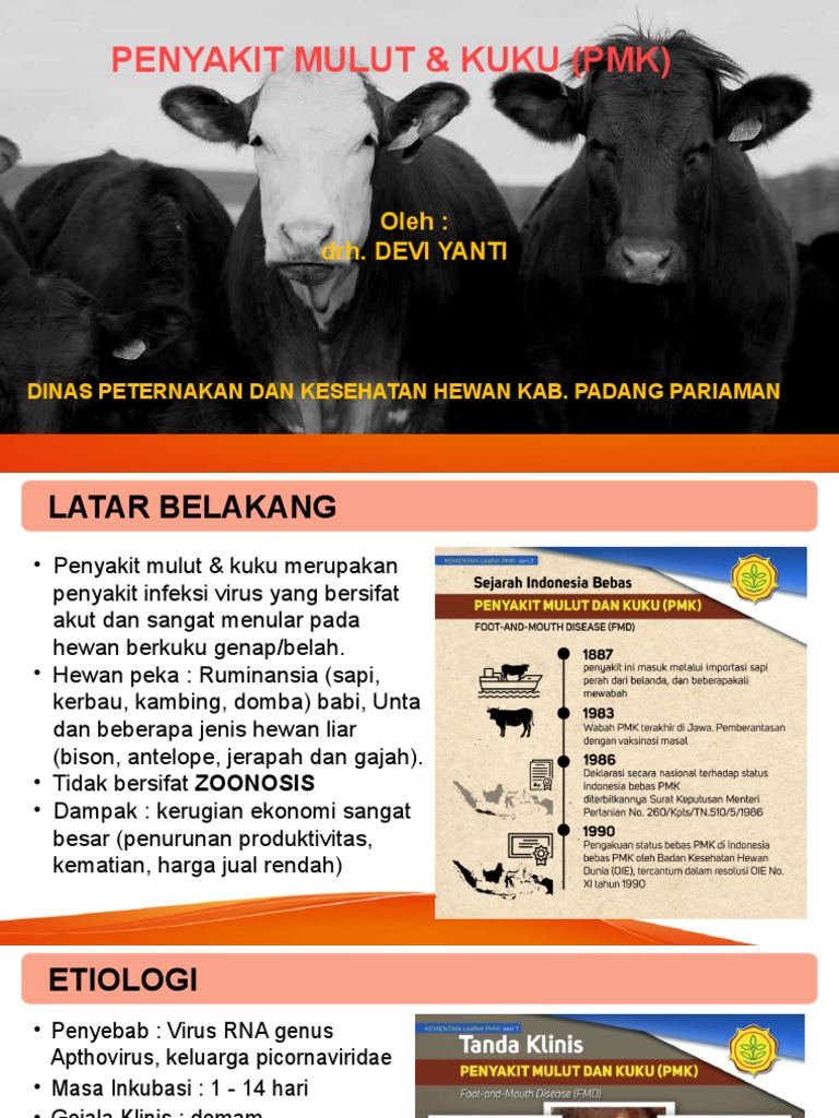Penyakit Mulut & Kuku (PMK) : Oleh: Drh. Devi Yanti | PDF