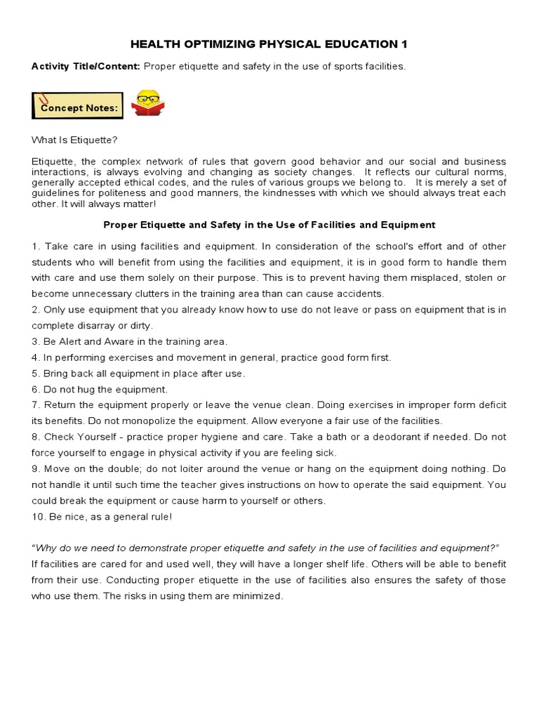 Sports Etiquette and Safety Guidelines | PDF | Etiquette