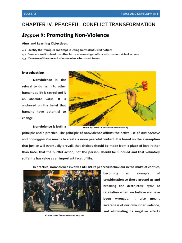 Chapter IV - Lesson 4 | PDF | Nonviolence | Peace