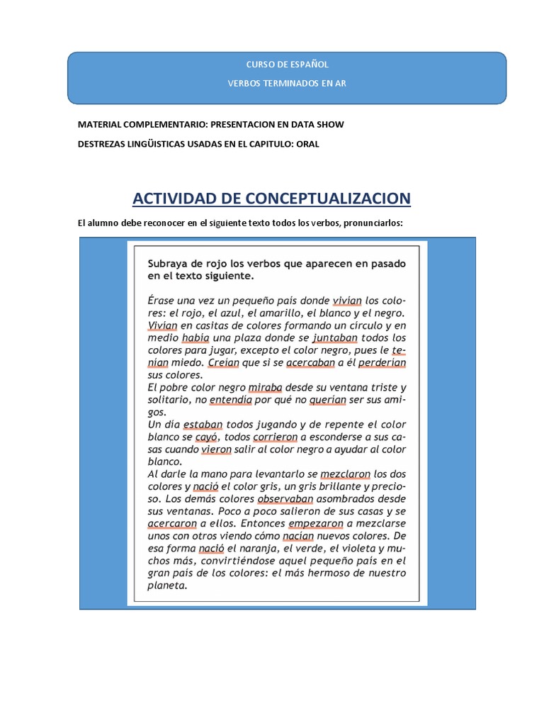 Verbo Terminado en Ar | PDF