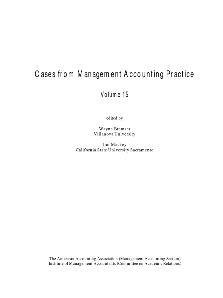 Cases From Management Accounting Practice Vol 15 - Compress | PDF ...